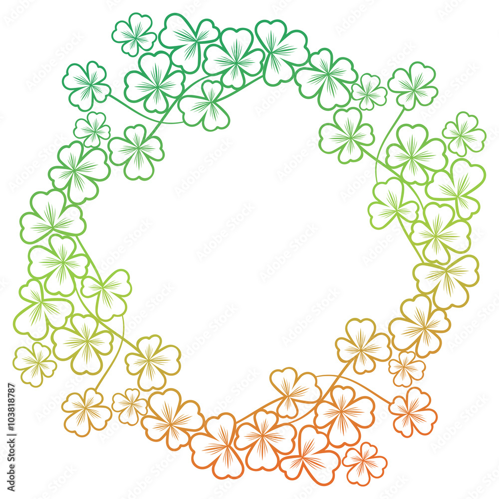 Floral frame with gradient fill. Raster clip art outline drawing. Stock ...