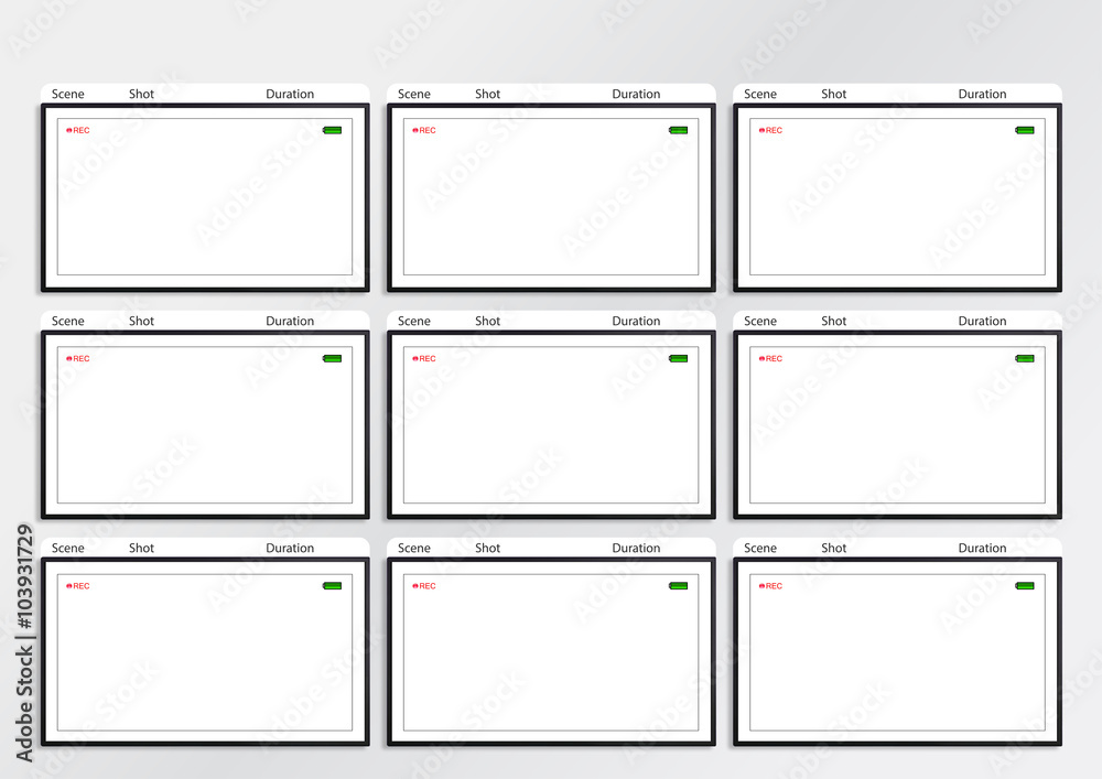 Camera viewfinder storyboard template 9 frame Stock Illustration ...