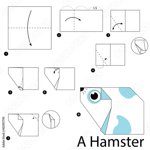 step by step instructions how to make origami A Hamster. Stock Vector ...