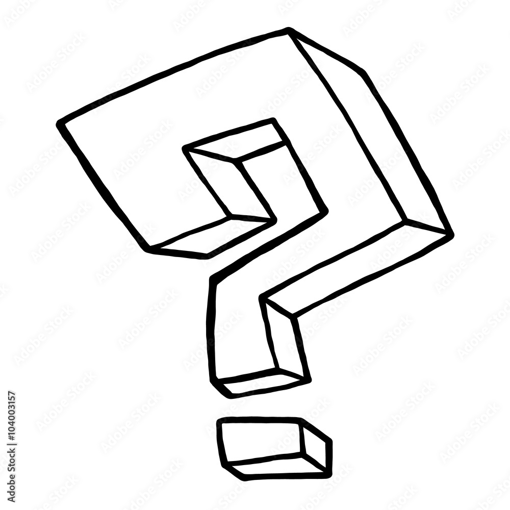 question mark / cartoon vector and illustration, black and white, hand ...