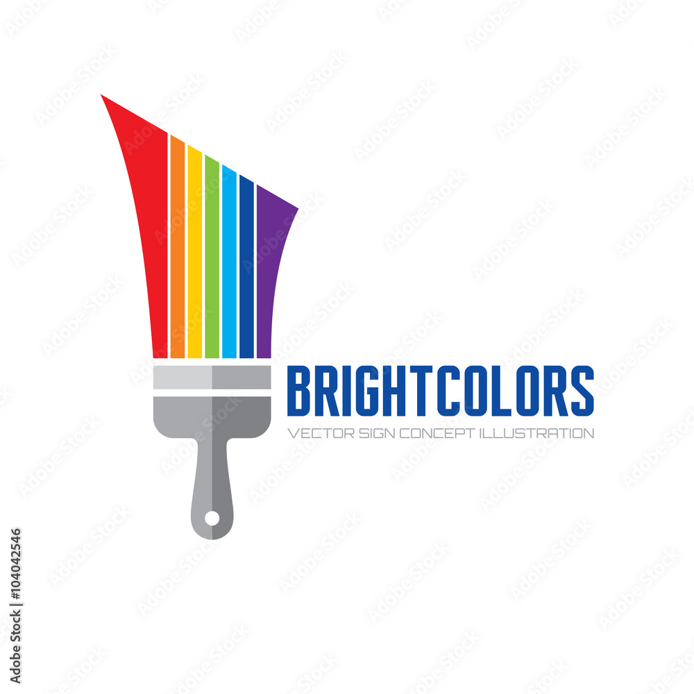 Bright color - vector logo concept illustration. Brush paint logo sign ...