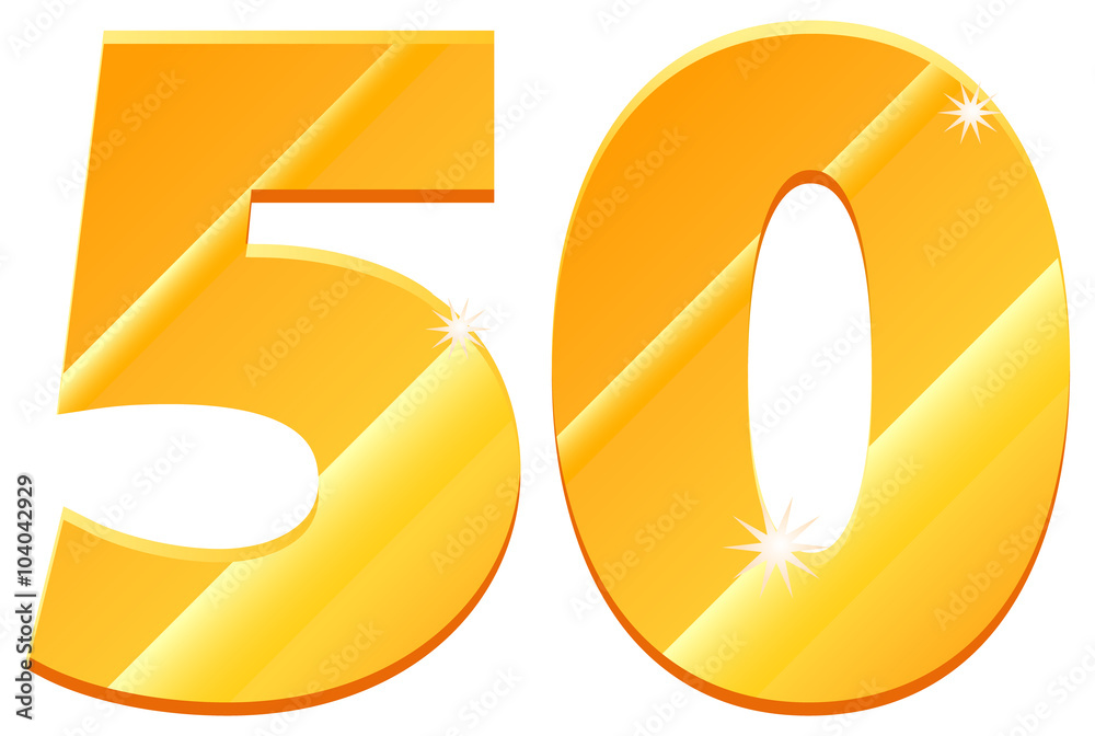 Gold number 50 vector image Stock Illustration | Adobe Stock