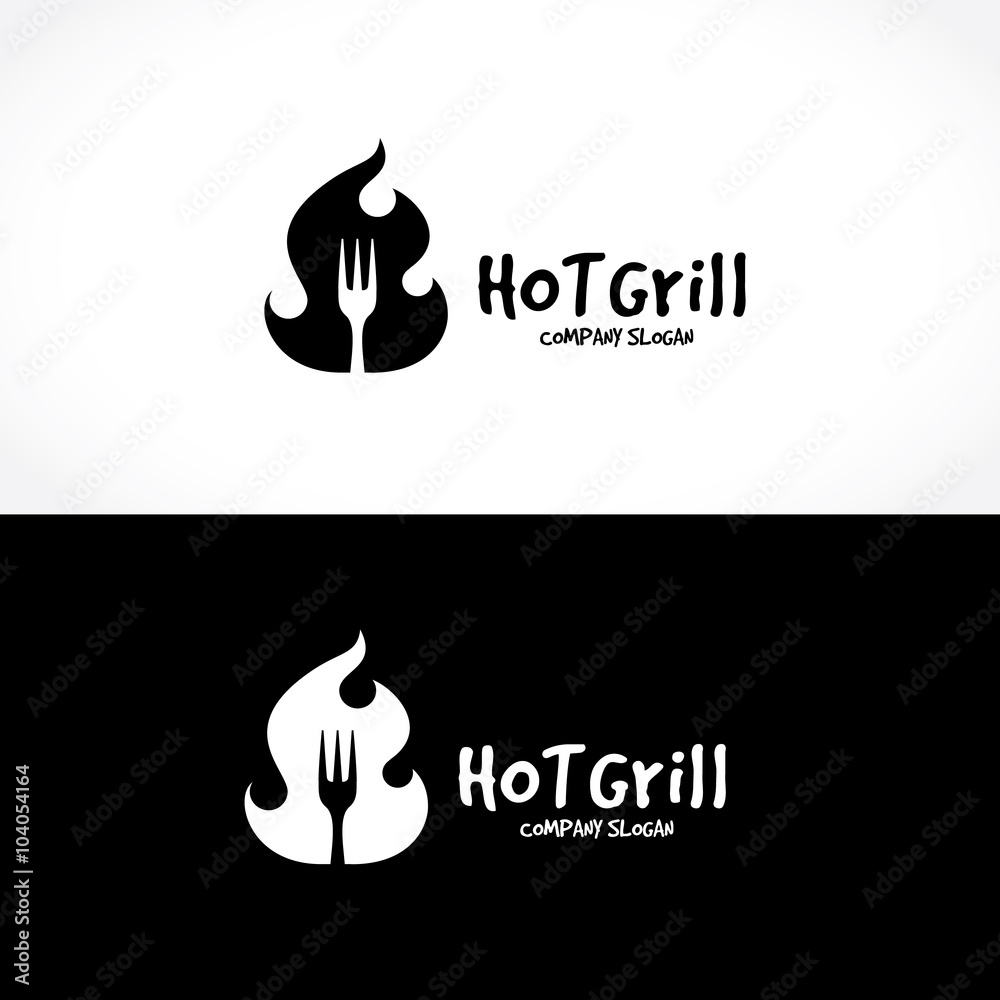 Hot Grill logo,food logo,restaurant logo,bistro logo,canteen logo,cafe ...