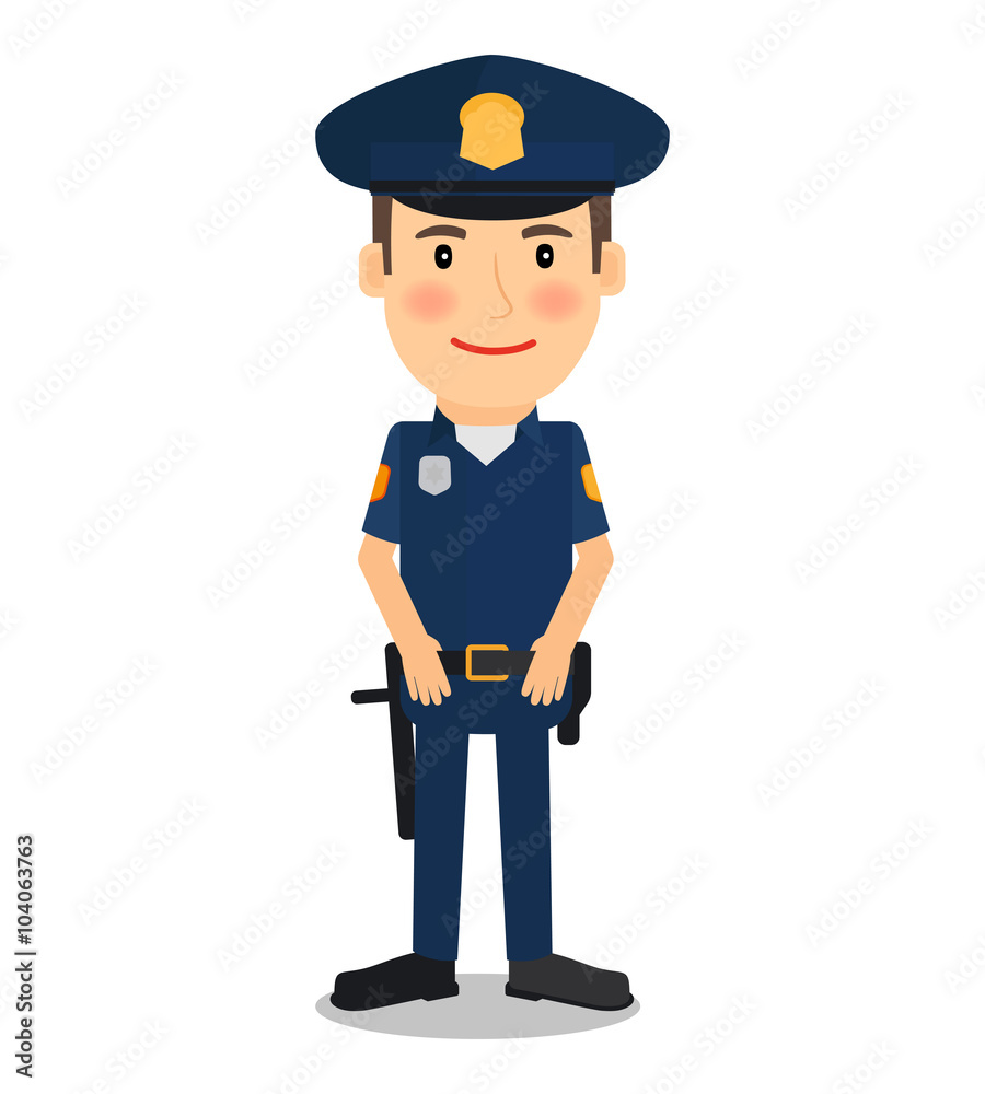 Policeman and police officer character on white background. Vector ...