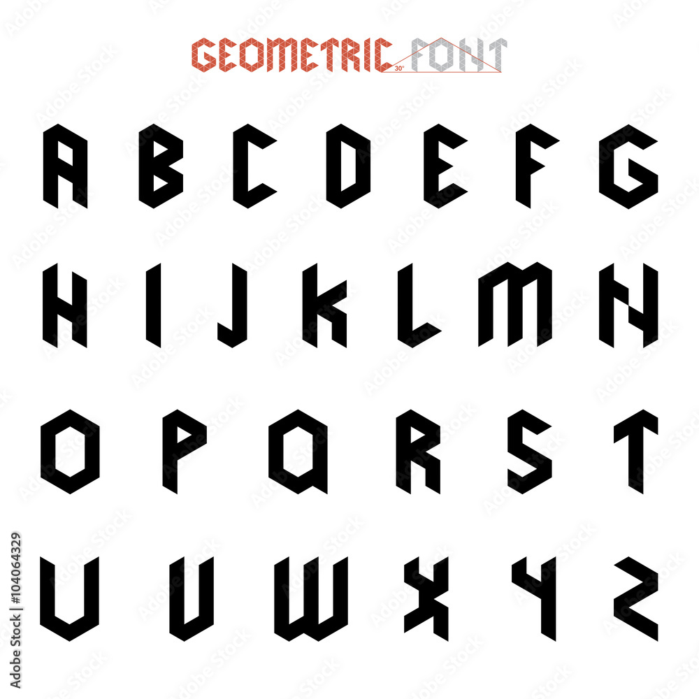 Geometric headline font. Vector alphabet based on hexagon. Stock Vector ...