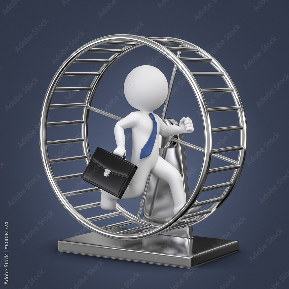 3d Männchen im Hamsterrad Stock Illustration | Adobe Stock