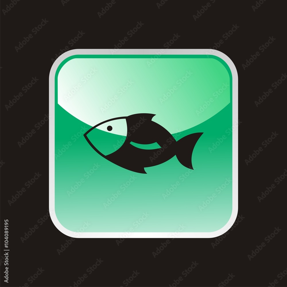 Icono de pez sobre un botón verde. Ilustración vectorial Stock Vector ...