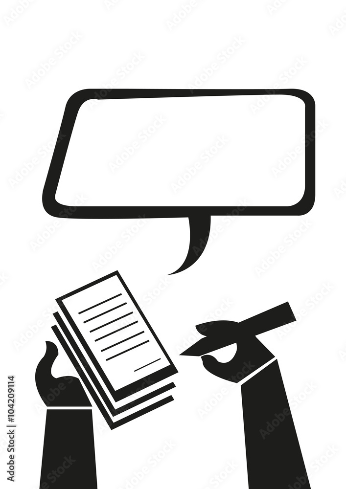 Hand Take Notes or Writes a Ticket Violation concept. Editable Clip Art ...