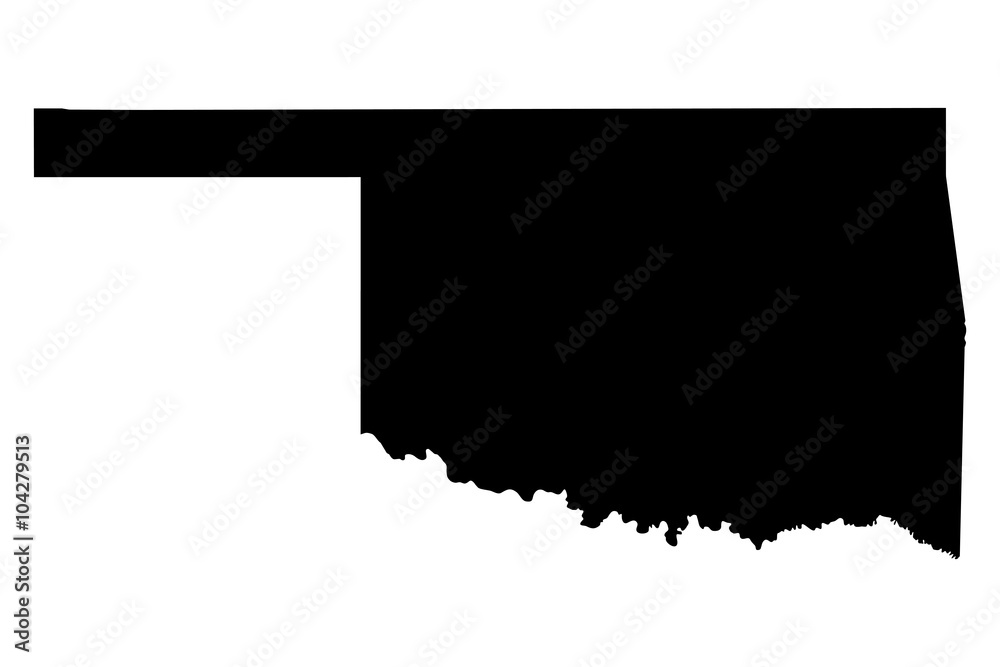 Oklahoma black map on white background vector Stock Vector | Adobe Stock