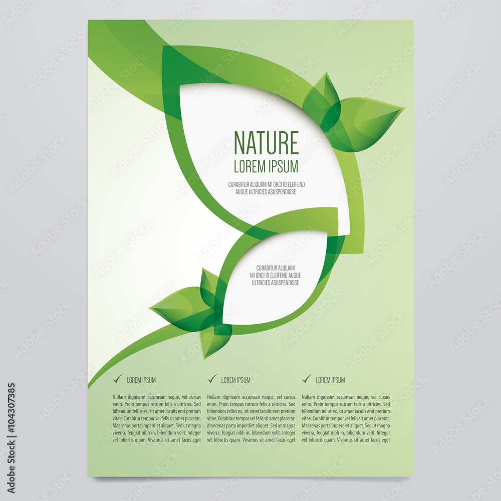 Vector eco flyer, poster, brochure, magazine cover template. Modern ...