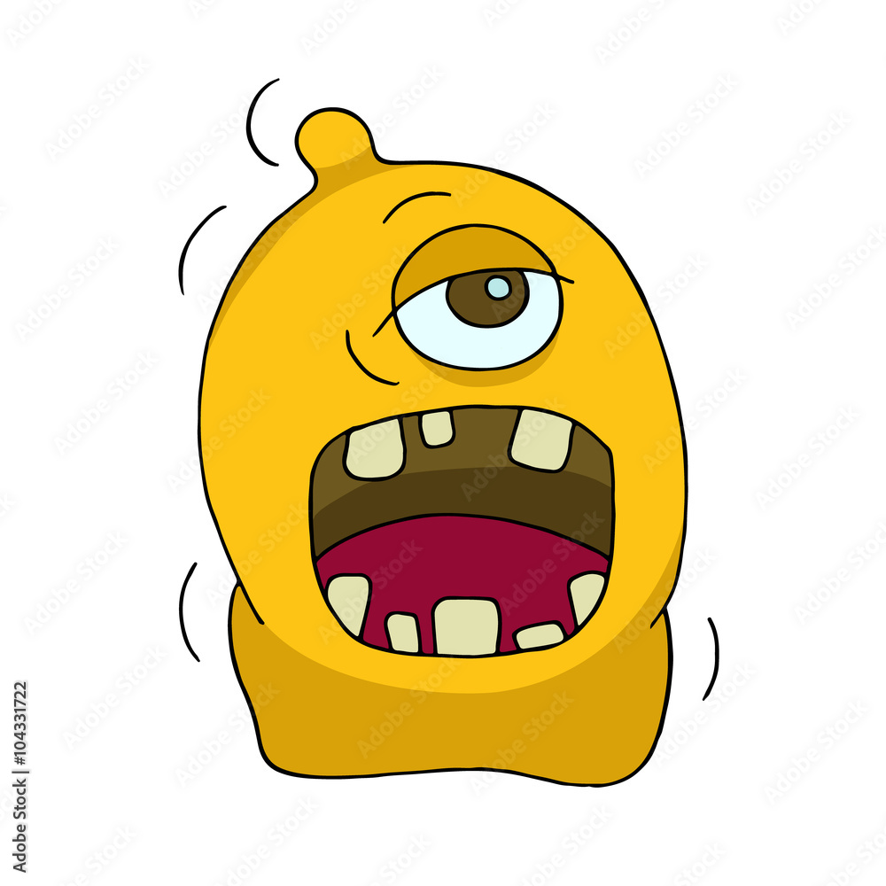 Cute bright monster or alien with one eye. Cartoon funny doodle cyclop ...