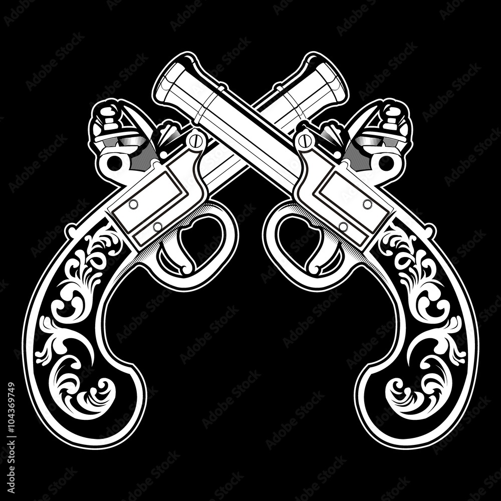 Classic Gun, cross pistol Stock Vector | Adobe Stock