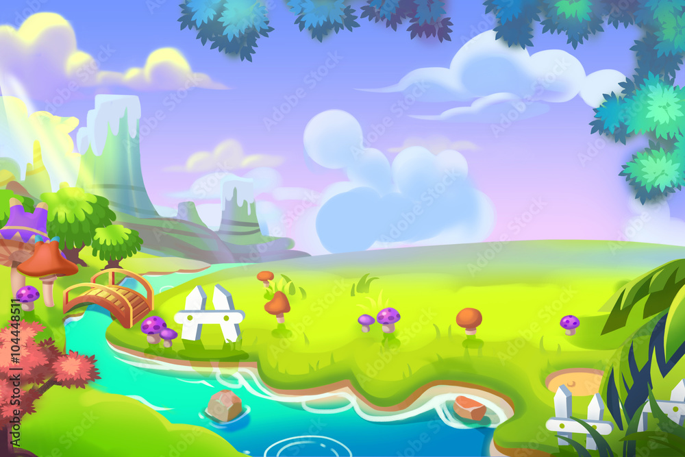 Creative Illustration and Innovative Art: Cute Cartoon Forest Land ...