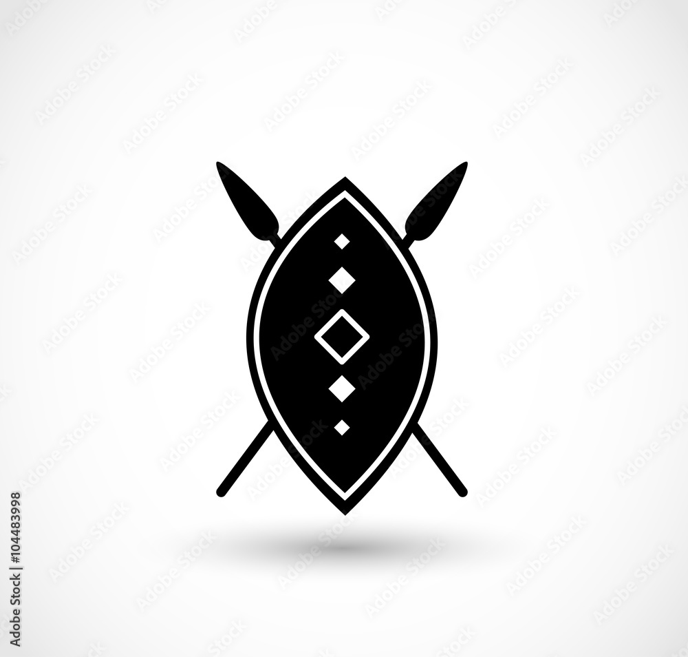 African shield with spears vector Stock Vector | Adobe Stock