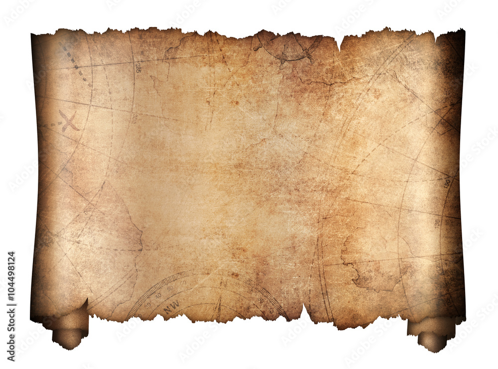 old treasure map roll isolated Stock Photo | Adobe Stock