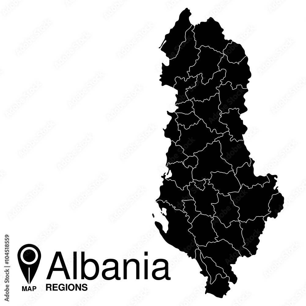 Regions map of Albania. Albania Stock Vector | Adobe Stock