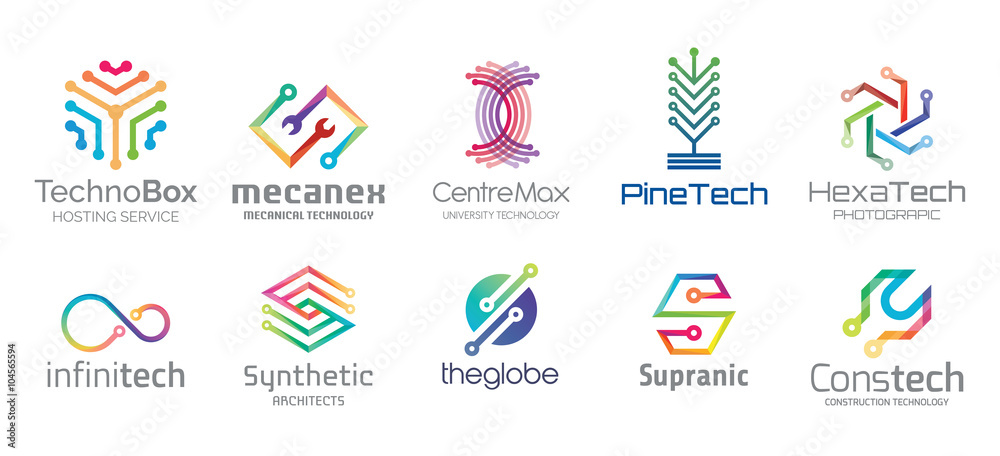 Technology Logo Design Set V.1 Stock Vector | Adobe Stock