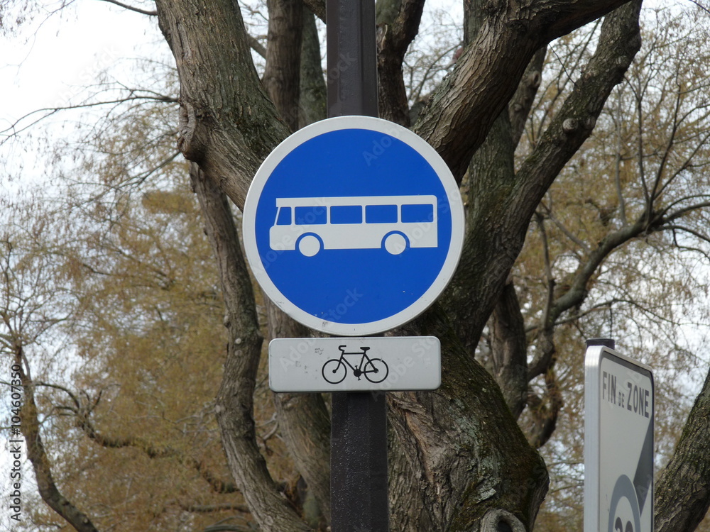 Foto de Stock Signalisation voie de bus et de vélo | Adobe Stock