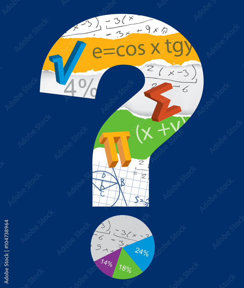 Math question mark. Mathematics symbols inside the question mark on the ...