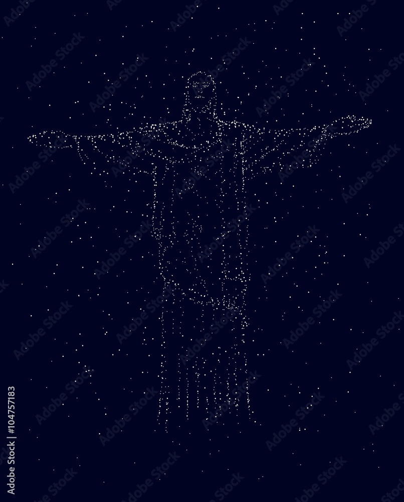 Star The Statue of Jesus Christ with open arms illustration 素材庫插圖 ...