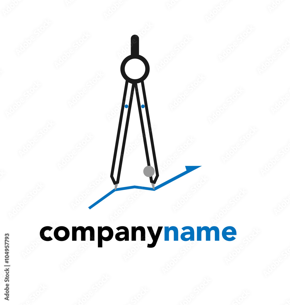icon logo with flat design element of architecture compass Stock Vector ...