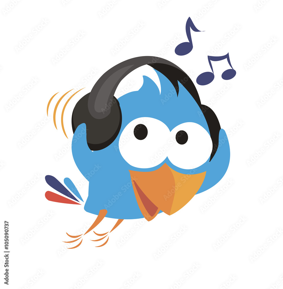 bird with headphones 2 스톡 벡터 | Adobe Stock