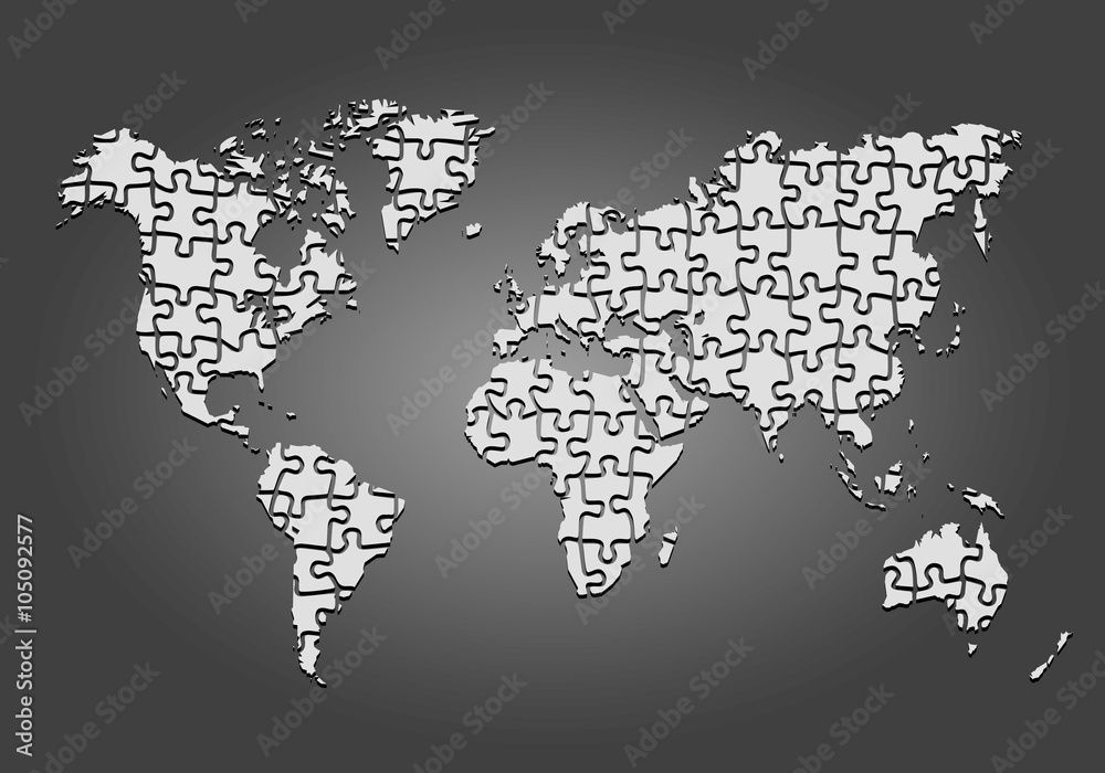 Mappemonde puzzle - Redéfinition des frontières - Vectoriel Stock ...