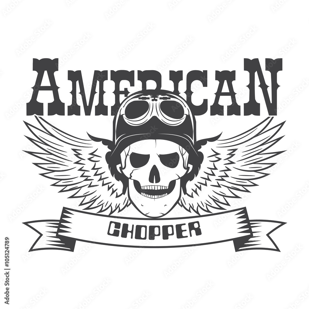 American chopper, emblem, motorcycle logo, skull with wings. Stock ...