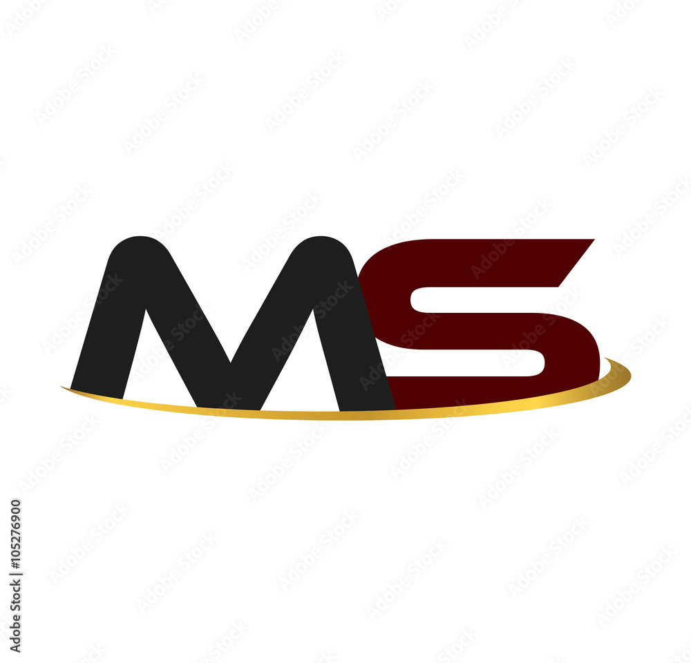 MS alphabet in grey and red with golden curve Stock Vector | Adobe Stock