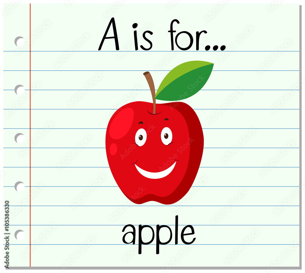 Flashcard letter A is for apple Stock Vector | Adobe Stock