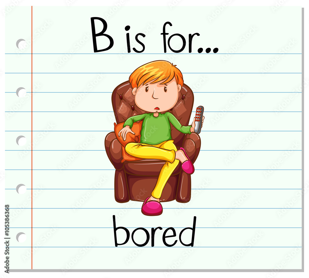 Flashcard letter B is for bored Stock Vector | Adobe Stock