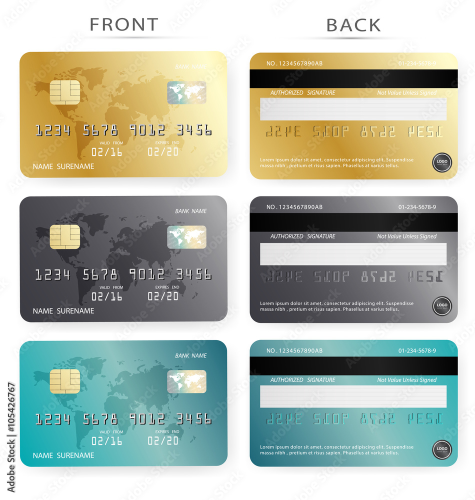 Vector set/Gold ,dark and blue credit debit card design template,To ...