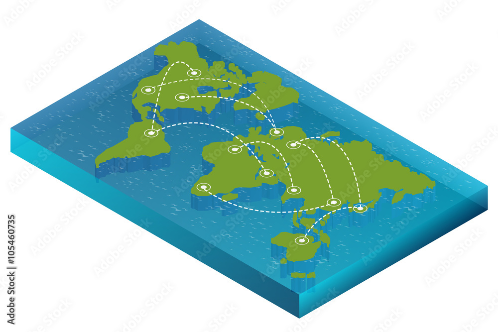 Vector de Stock Map world isometric concept. 3d flat illustration of ...
