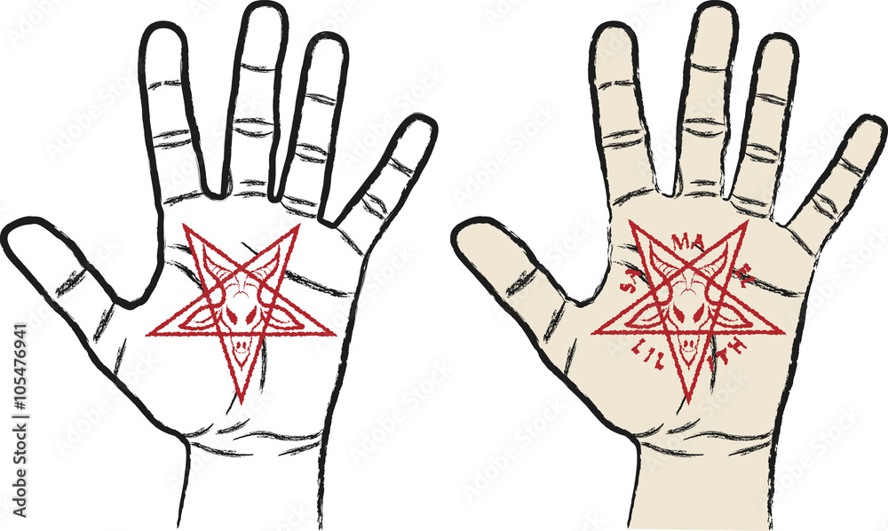 hand with inverted pentagram - symbol of satanism Stock Vector | Adobe ...