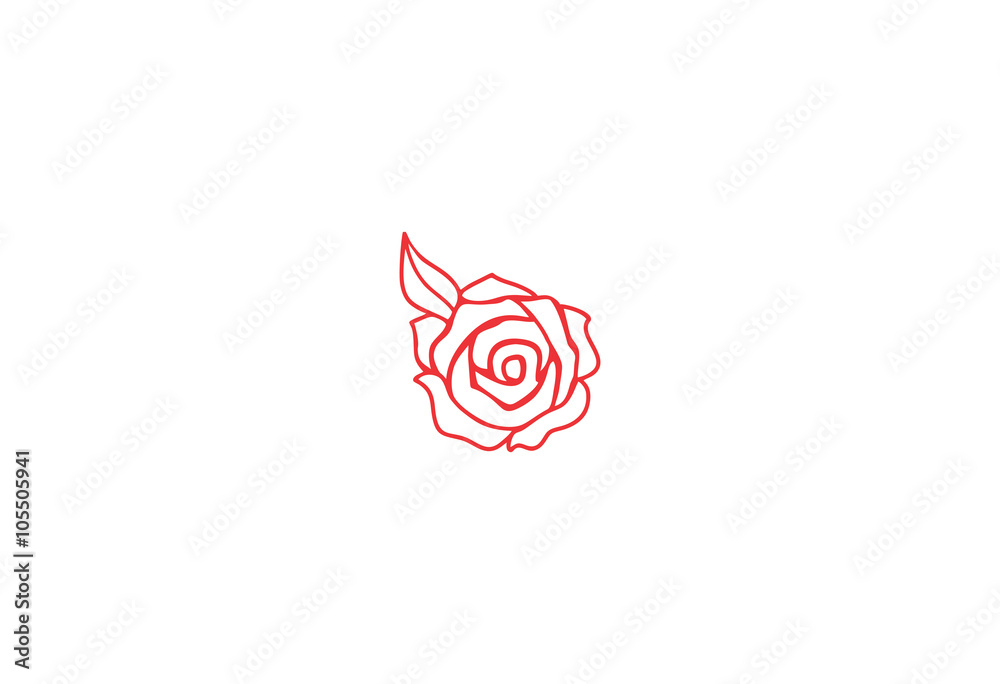 Red rose handmade vector illustration logo Stock Vector | Adobe Stock