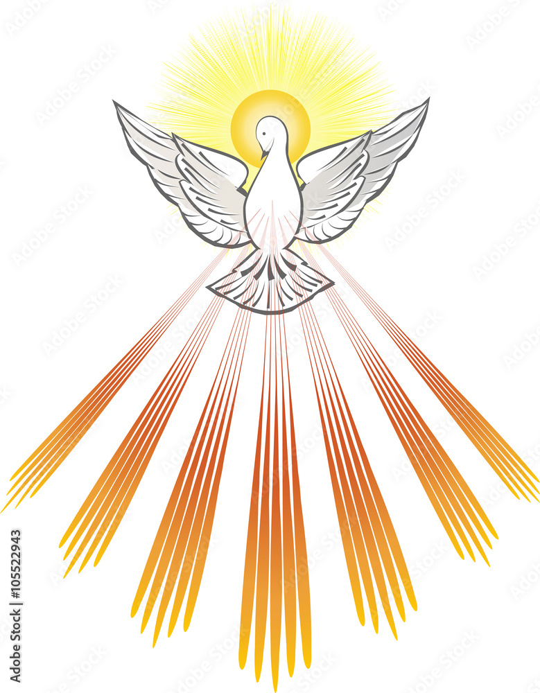 Holy Spirit symbol dove with halo and seven rays of fire, symbols of ...
