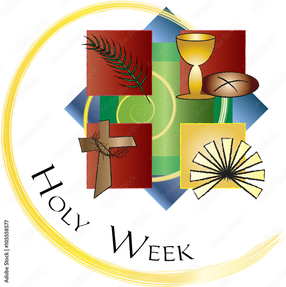 Holy Week- Palm Sunday to Easter Sunday. Color vector illustration ...