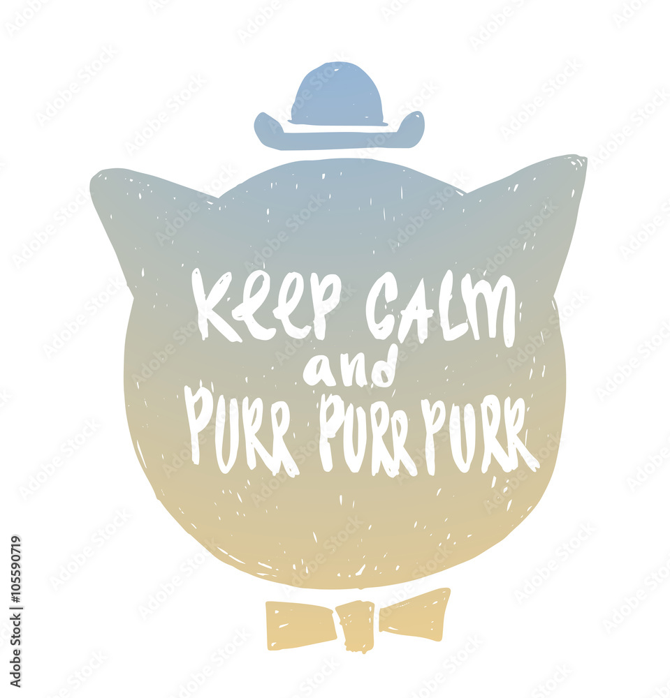 Vector motivational card with cartoon image of gray silhouette of ñat's ...