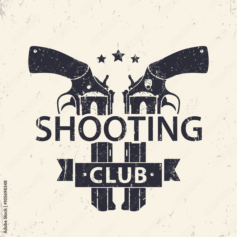 Shooting Club logo, sign with two crossed revolvers, handguns, vector ...