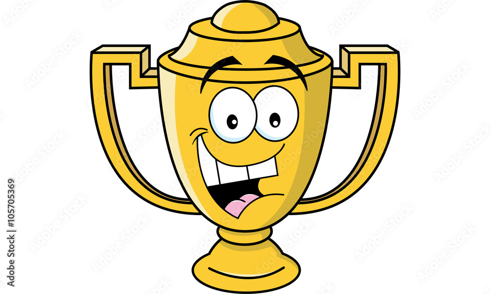 Cartoon illustration of a smiling trophy cup. Stock Illustration ...