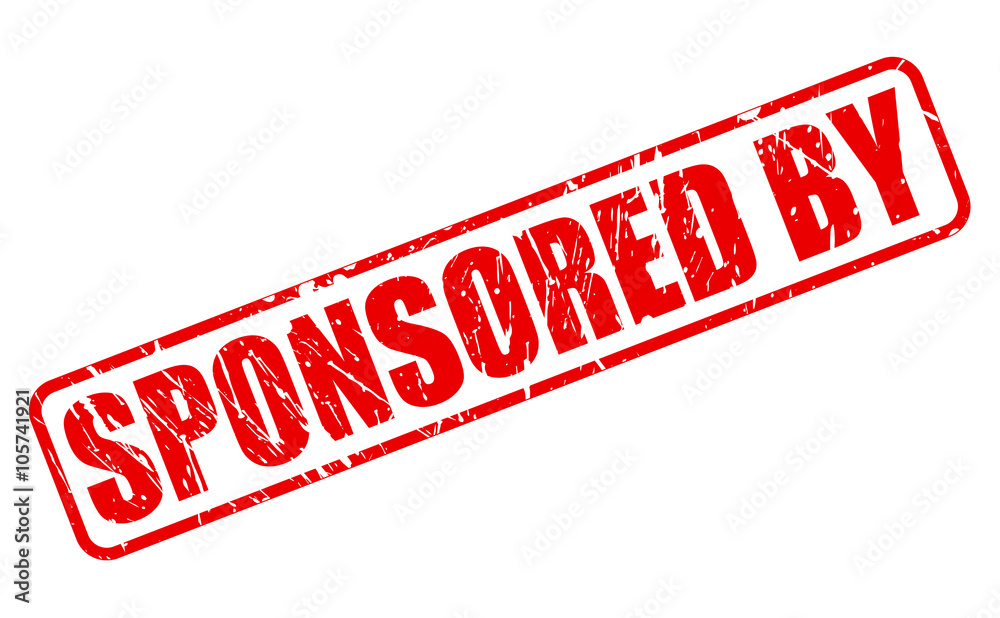 SPONSORED BY red stamp text Stock Vector | Adobe Stock