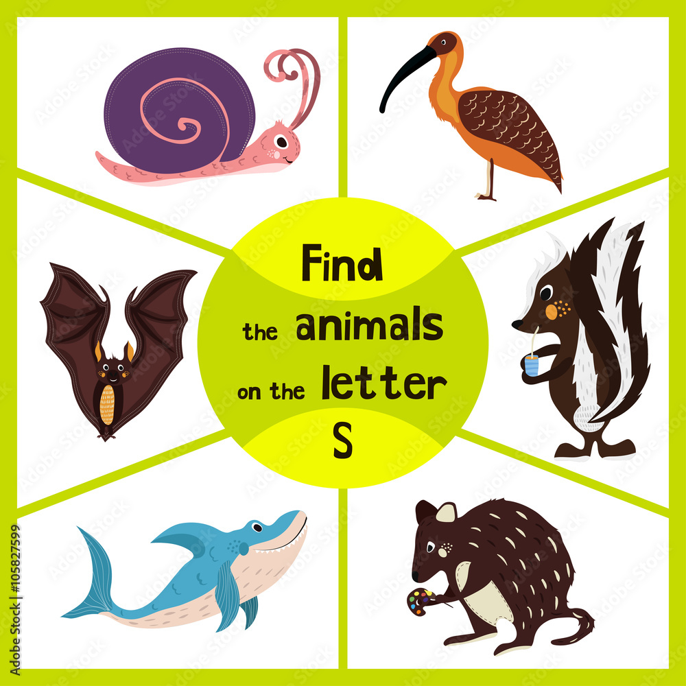 Funny learning maze game, find all 3 cute wild animals with the letter ...
