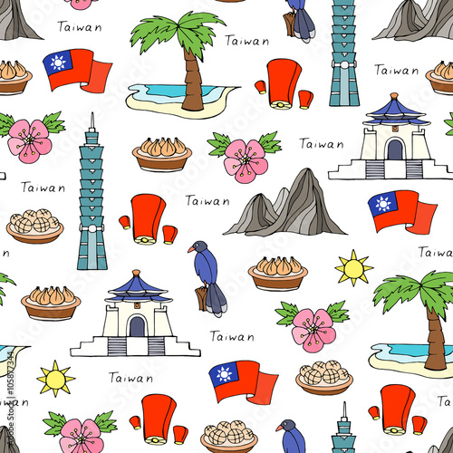 Vector seamless pattern with hand drawn colored symbols of Taiwan Stock ... Vector seamless pattern with hand drawn colored symbols of Taiwan Stock ...