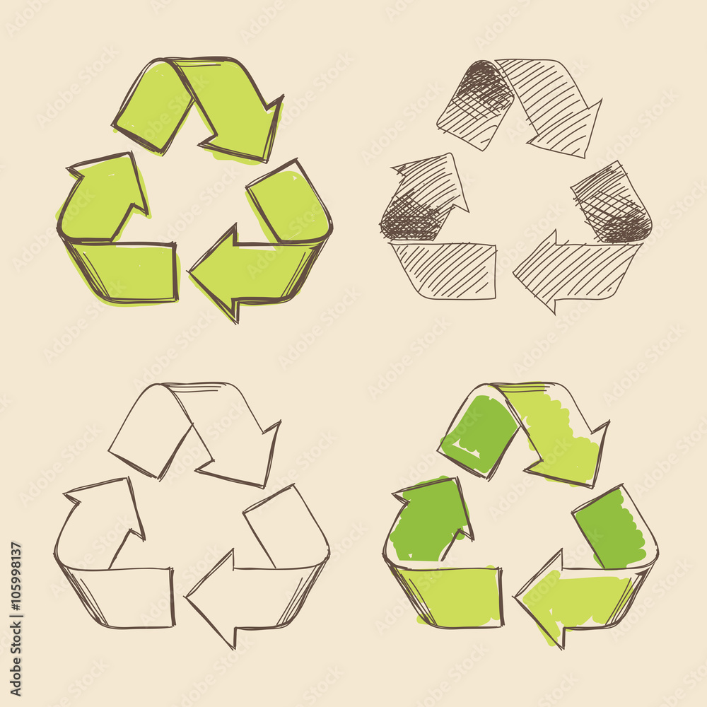 Recycling symbol vector hand drawing Stock Vector | Adobe Stock
