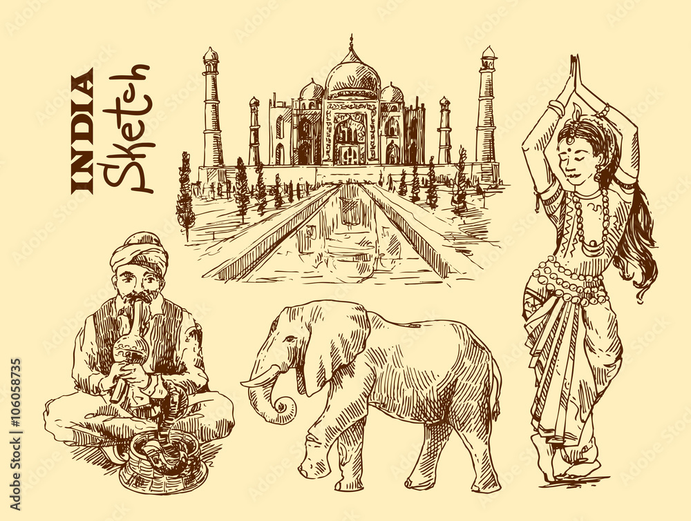 beautiful illustrations India Stock Vector | Adobe Stock