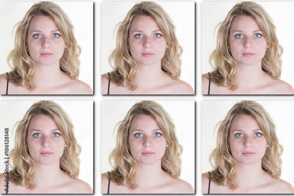 Identification pictures for woman driver license passport, identity ...