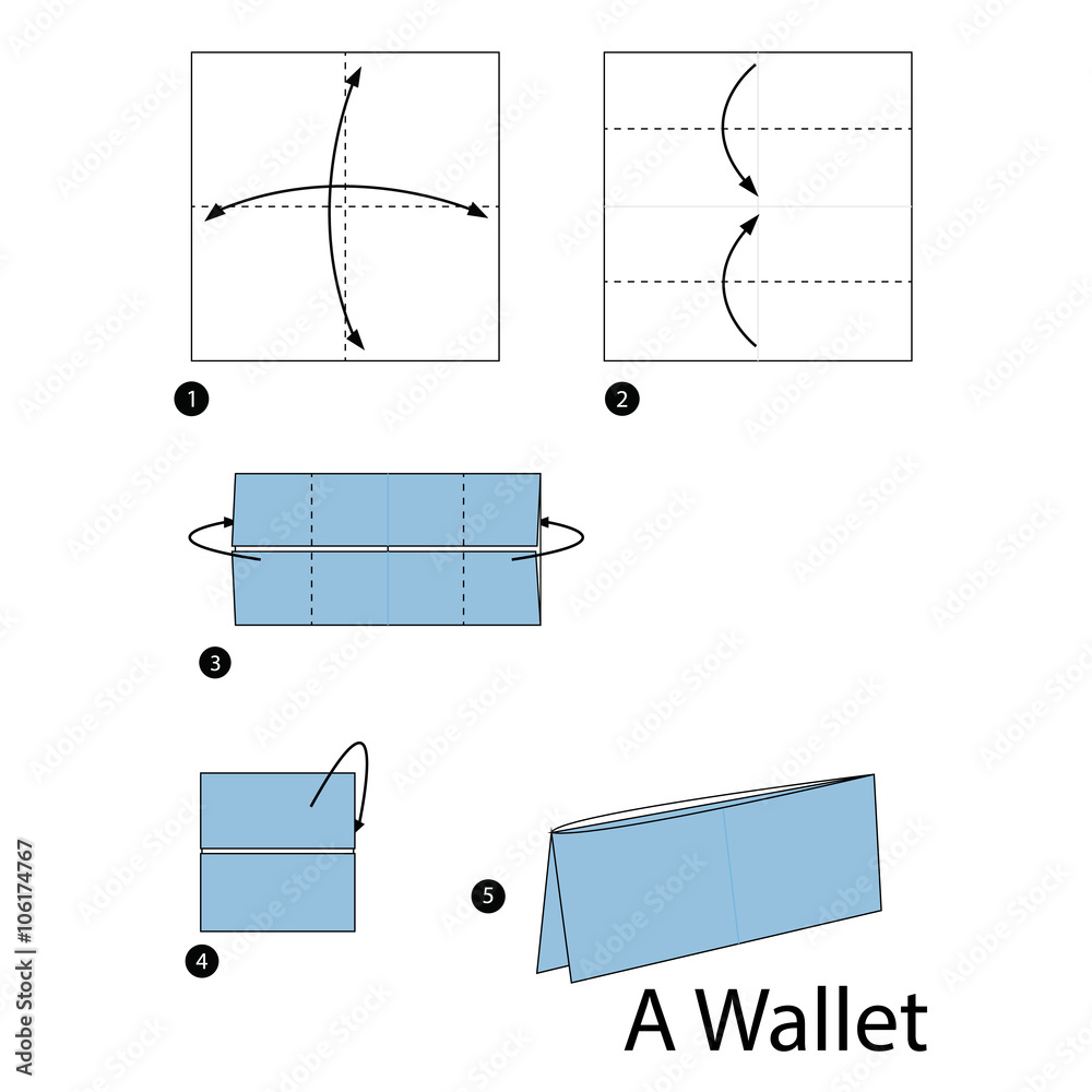 step by step instructions how to make origami A Wallet. Stock Vector ...