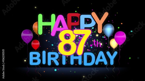 Happy 87th Birthday Title seamless looping Animation for Presentation ...