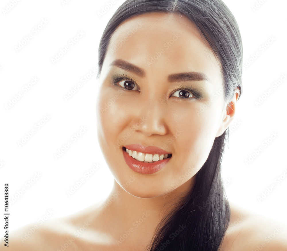 Asian woman beauty face closeup portrait. Beautiful attractive mixed ...