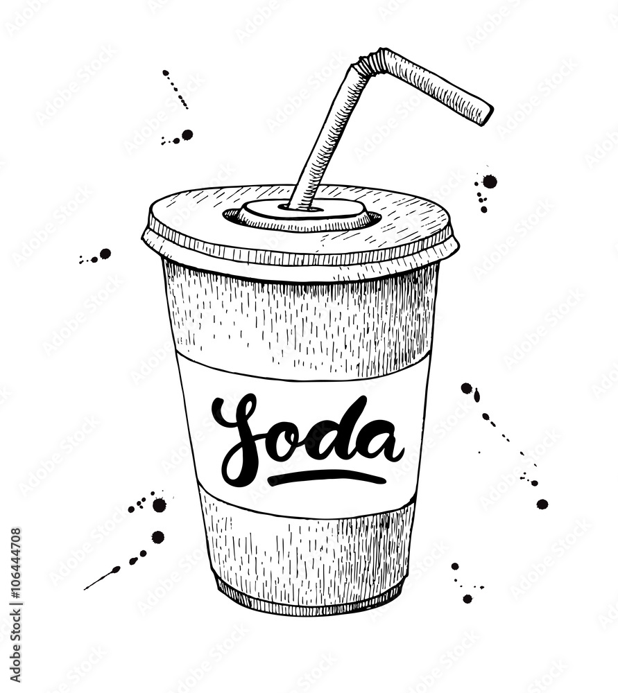 Vector soda drawing. Hand drawn soda illustrations. Stock Vector ...